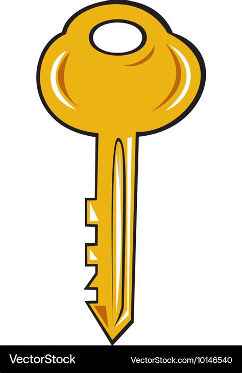Gold Key Cartoon Royalty Free Vector Image Vectorstock