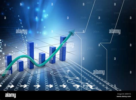 Digital Illustration Of Business Graph With Arrow Showing Growth And Profit Stock Photo Alamy