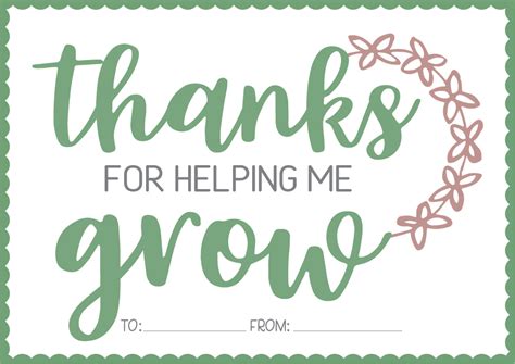 Free Printable Tag Thanks For Helping Me Grow Just Posted