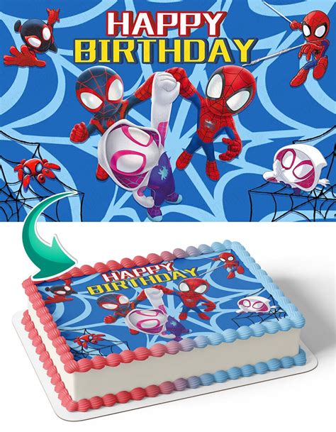 Spidey And His Amazing Friends Edible Cake Image Topper Birthday Cake