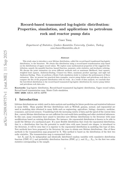 Pdf Record Based Transmuted Log Logistic Distribution Properties Simulation And