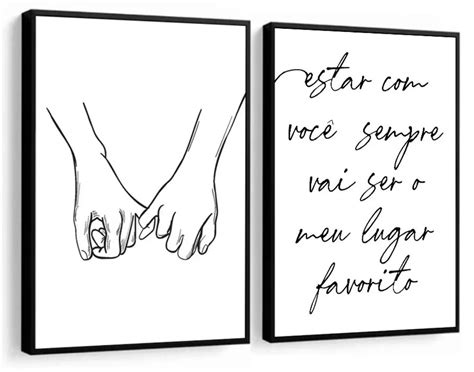 Kit Quadros Amor Casal Frases Casamento Decoração Molduras