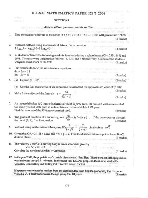 Kcse 2004 Mathematics Paper 2 Pdf