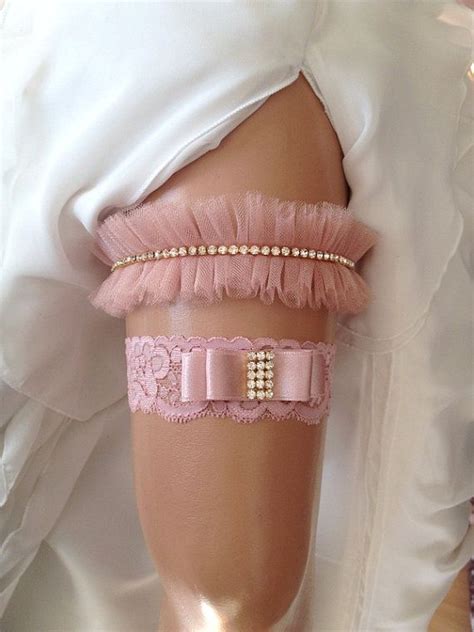 Wedding Garter Set Blush Pink Bridal Garter Set Blush By Venusshop Pink