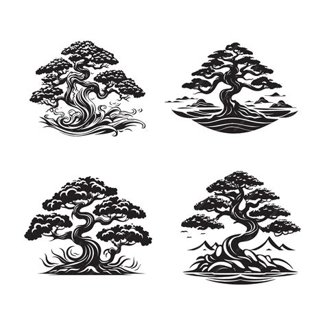 Premium Vector Set Of Bonsai Logo Design Vector Illustration