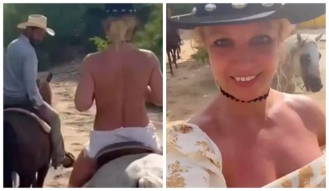 Britney Spears choca fãs ao andar de cavalo de topless e dispara