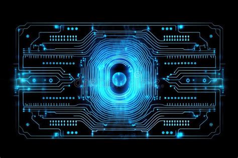 Advanced Security Technology Neon Light Background With Fingerprint