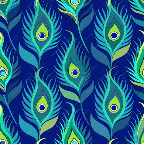 Peacock Feather Seamless Pattern Background Vector Illustration For Fabric And Apparel