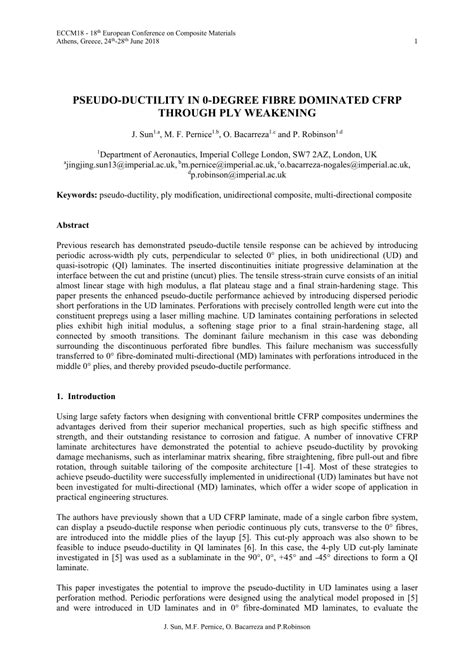 Pdf Pseudo Ductility In 0 Degree Fibre Dominated Cfrp Through Ply