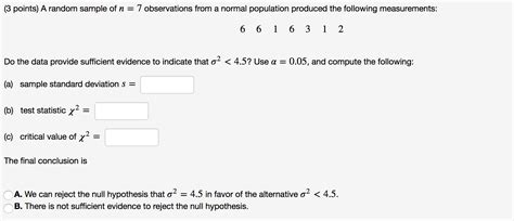 Solved Points A Random Sample Of N Observations From Chegg