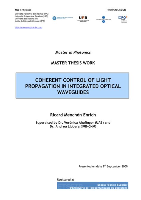Pdf Coherent Control Of Light Propagation In Integrated Optical