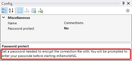 Help Text Missing For Password Protect Item Issue 617 MRemoteNG