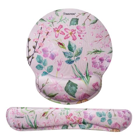 Insten Floral Mouse Pad With Wrist Support And Keyboard Wrist Rest