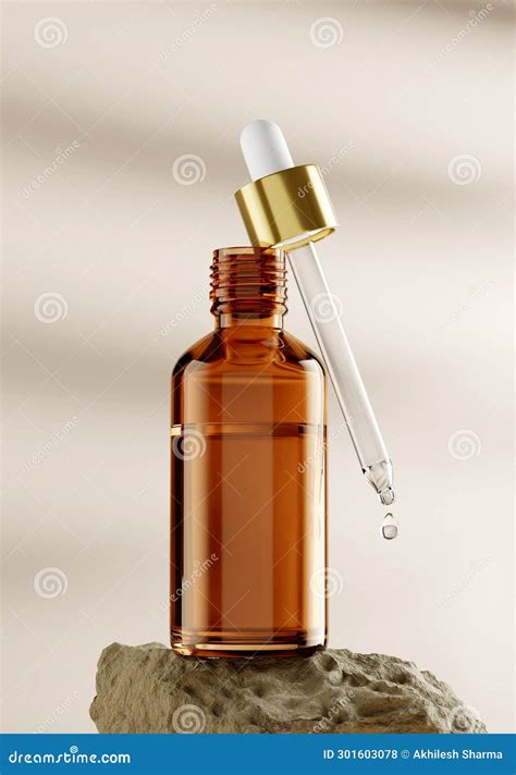 Serum Dropper Bottle Mockup Flat Lay Top View 3d Illustration Royalty