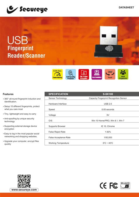 Secureeye Usb Fingerprint Scanner S K100 Navkar Systems