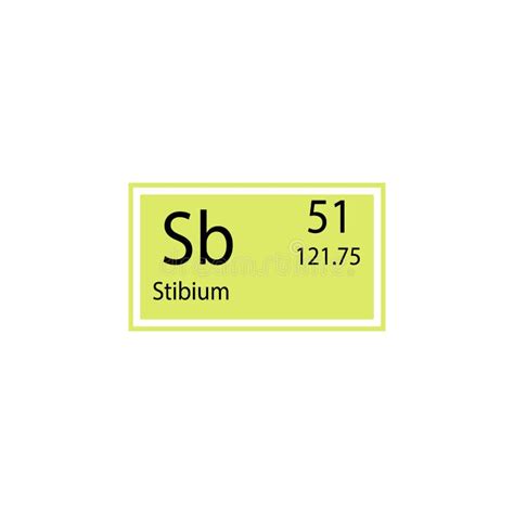 Element Of Stibium Or Antimony With Magnifying Glass Stock Illustration