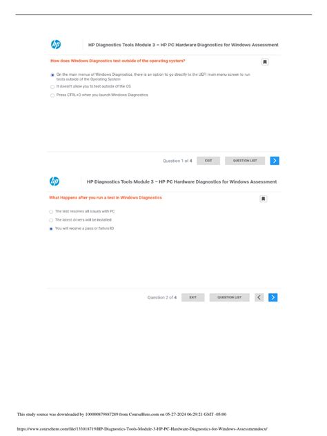 Hp Diagnostics Tools Module 3 Hp Pc Hardware Diagnostics For Windows Assessment Pdf