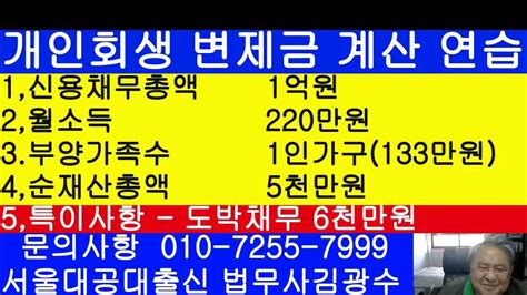 도박채무의 일부만 개인회생 청산가치에 반영해도 인정해 주는 경우 Youtube