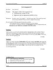 Lab5.pdf - Data Structures and Algorithms COMP-254 Lab Assignment #5 Due Date: Sun Week 10 ...