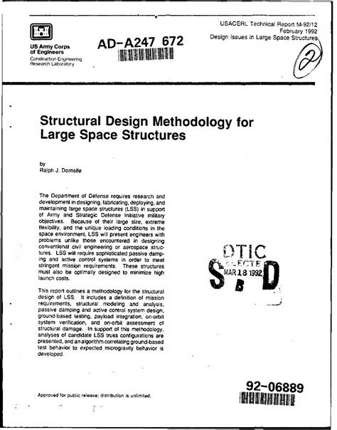 Pdf Structural Design Methodology For Large Space Structures