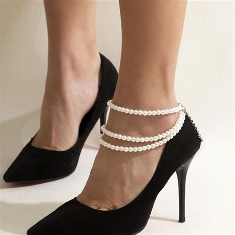 Layered Pearl Anklet Womens Ankle Bracelet Layer Foot Bracelet Womens