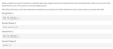 Solved Write A Program To Convert A Fraction To A Decimal Chegg