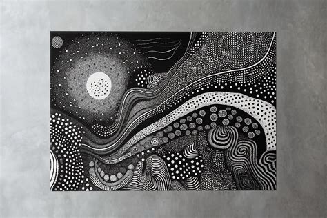 Black And White Aboriginal Art Australian Style Art Print Digital
