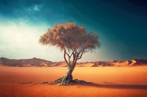 Lonely Tree With Fading Crown That Could Not Cope With Harsh Conditions