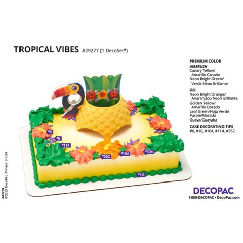 Tropical Vibes Cake Decorating Instruction Card DecoPac