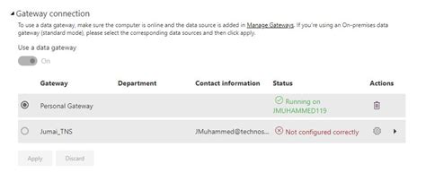 issues with on premises data gateway personal mode microsoft