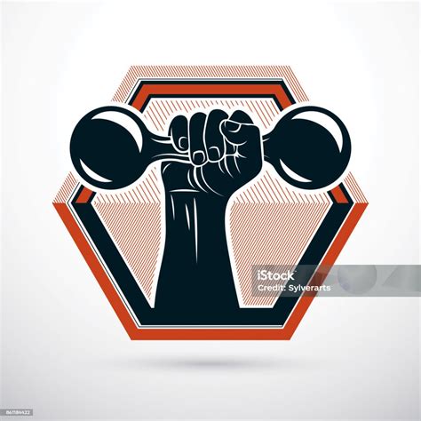 아령을 들고 운동 매너 팔의 벡터 그림입니다 피트 니스 운동입니다 Championship에 대한 스톡 벡터 아트 및 기타 이미지