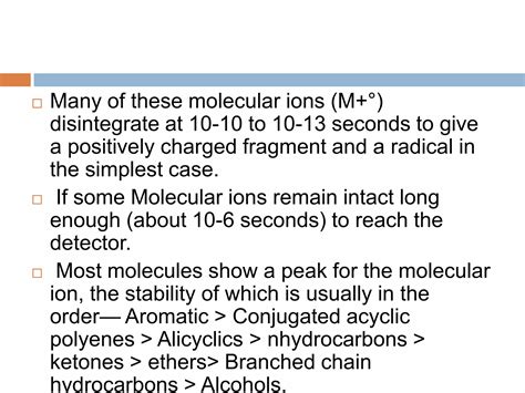 Mass Spectroscopy Molecular Ion Base Peak Isotopic Abundance