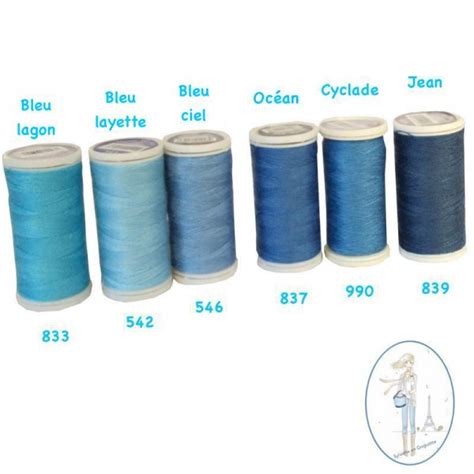Bobine de fil pour machine Fil à coudre polyester bleu océan m
