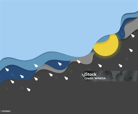 달과 비 벡터 일러스트와 밤에 구름과 하늘레이어 색상 파란색 가을에 대한 스톡 벡터 아트 및 기타 이미지 가을 계절 공란 Istock