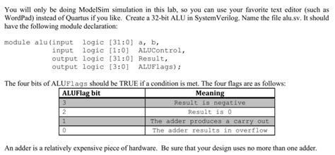 Solved Problem 2 32 Bit ALU Introduction In This Lab Chegg