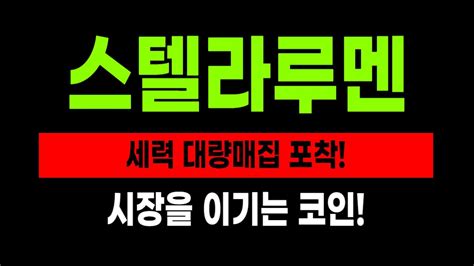 스텔라루멘 세력 대량 매집 포착 시장을 이기는 코인 Youtube