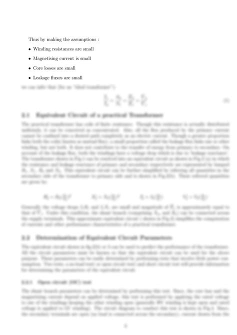 Solution Open Circuit And Short Circuit Tests On Single Phase
