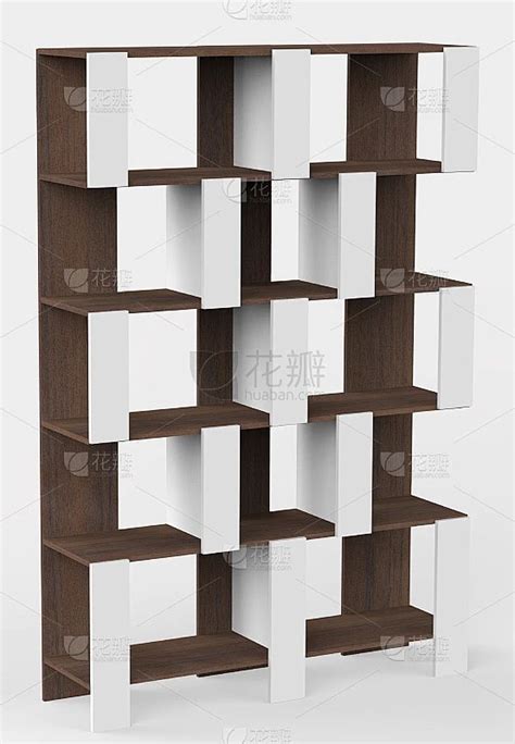 渲染3维书架 书柜家具素材 花瓣网