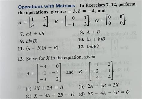 solved operations with matrices in exercises 7 12