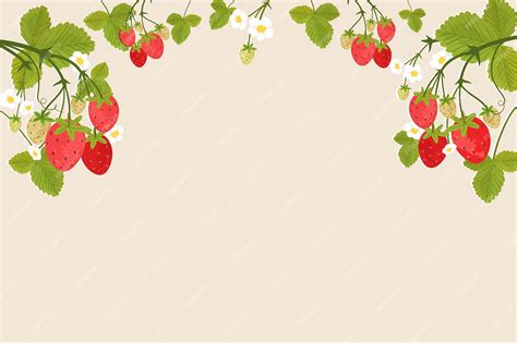 Premium Vector Strawberry Vine Stretched Background