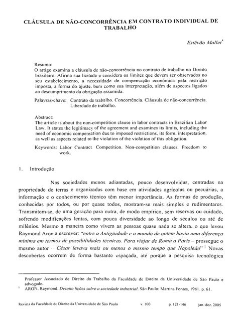 Cláusula De Não Concorrencia Pdf Constituição Justiça