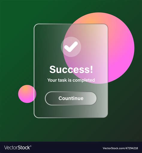 Successfully User Interface Glassmorphism Concept Vector Image
