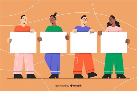 Free Vector People Holding Blank Placard Collectio