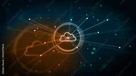 Cloud Computing Global Network Futuristic Blue Cloud With Pixel Digital Transformation