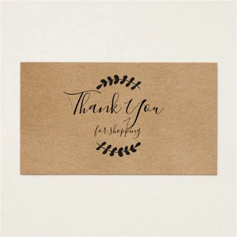 Rustic Kraft Thank You For Shopping Card Zazzle