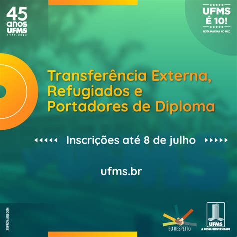 Inscrições abertas para transferência externa refugiados e portadores