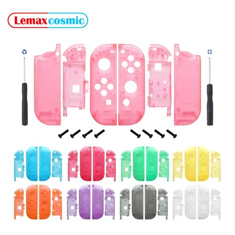 반투명 왼쪽 오른쪽 컨트롤러 하우징 쉘 투명 케이스 교체 커버 나사 드라이버 닌텐도 스위치 조이콘 조이콘 Ns 위시버킷