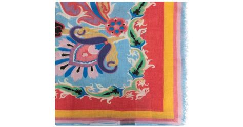 Etro Paisley Print Scarf In Blue Lyst UK