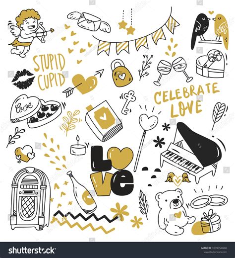 Big Set Cute Doodle Isolated On Stock Vector Royalty Free 1039354048