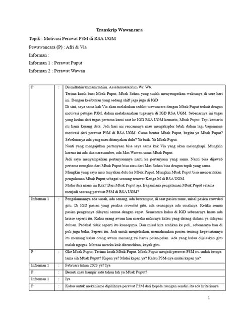 Transkrip Wawancara Kasus 2 Manajemen Pdf